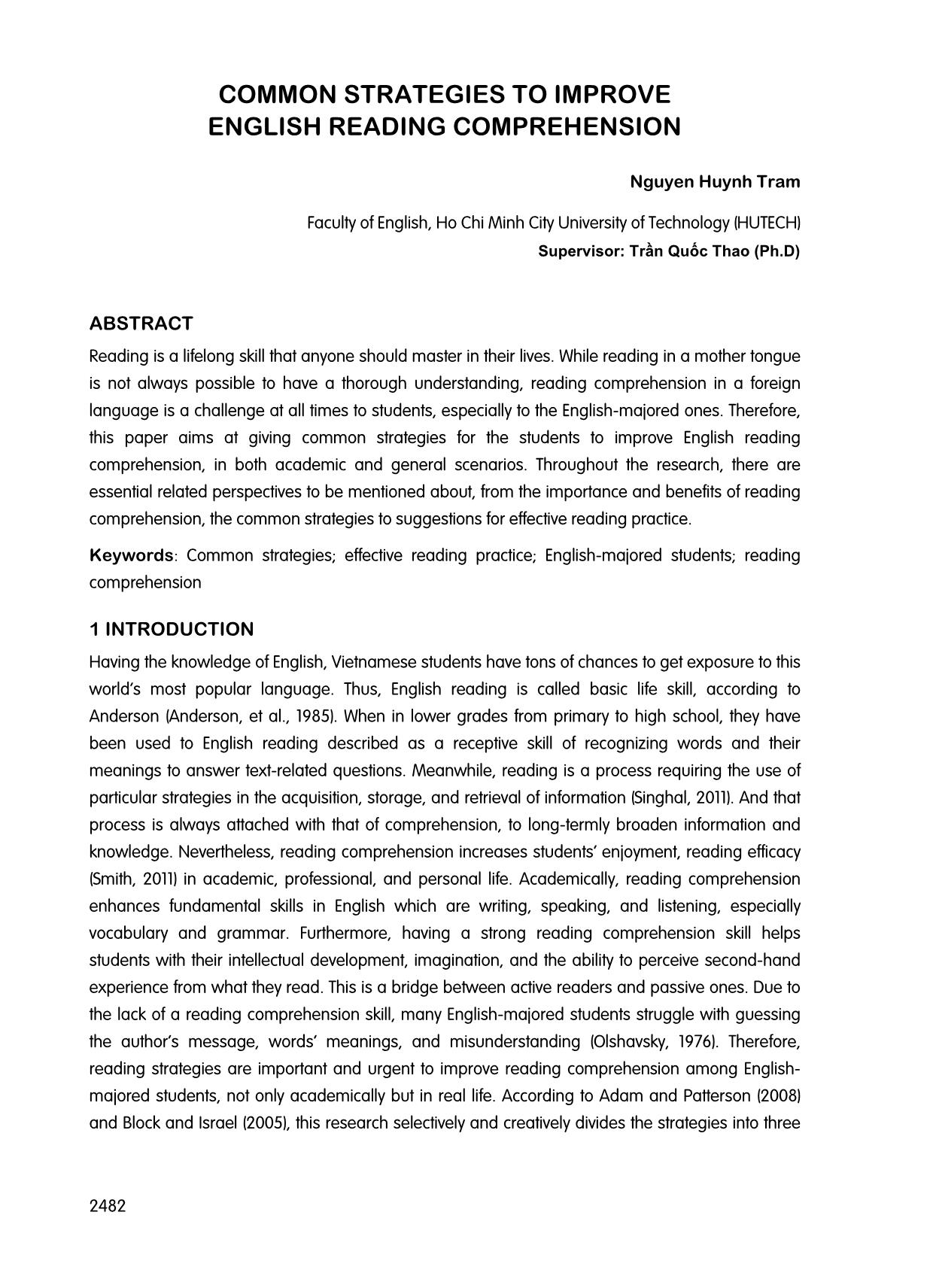 Common Strategies To Improve English Reading Comprehension Common Strategies To Improve English Reading Comprehension